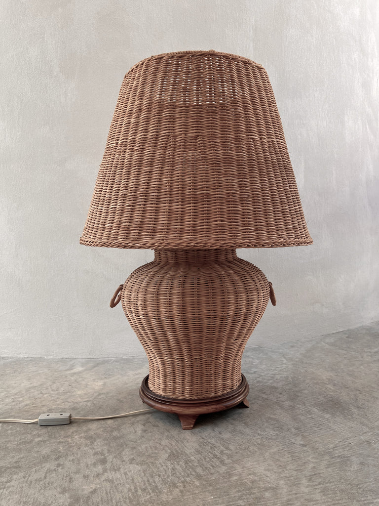 Vintage Wicker Lamp – Mid Century Swag